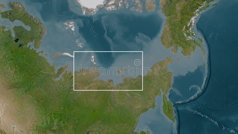 Laptev Sea. Satellite Map. Patterson Cylindrical. Close-up Stock Video ...