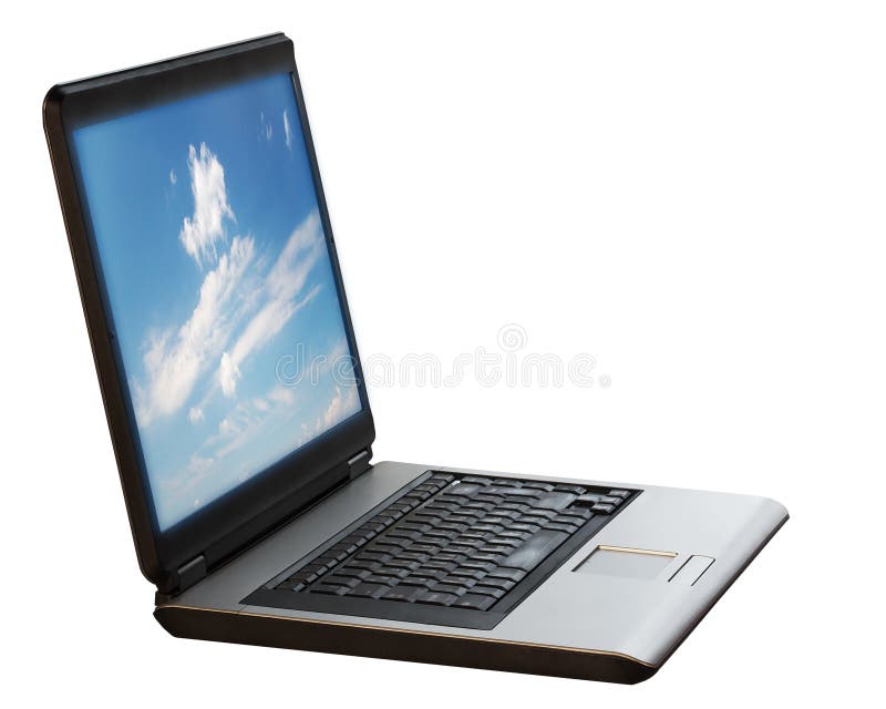 Open laptop, tilt view stock image. Image of laptop, white - 11470857