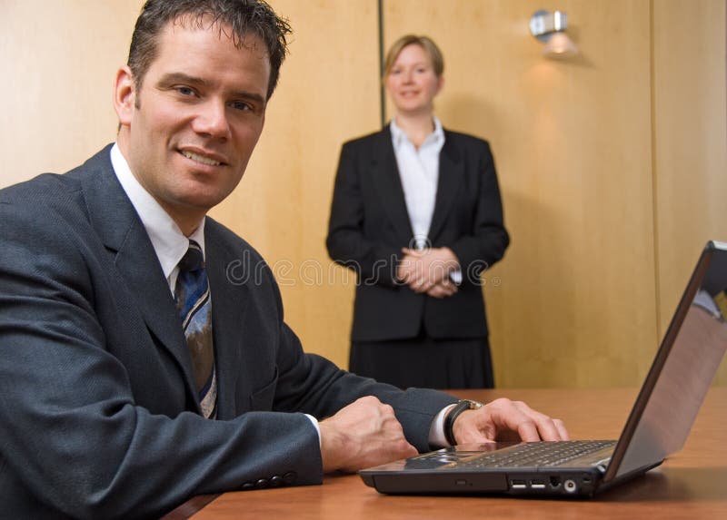 2 People Looking Paper Laptop Stock Photos - Free & Royalty-Free Stock ...