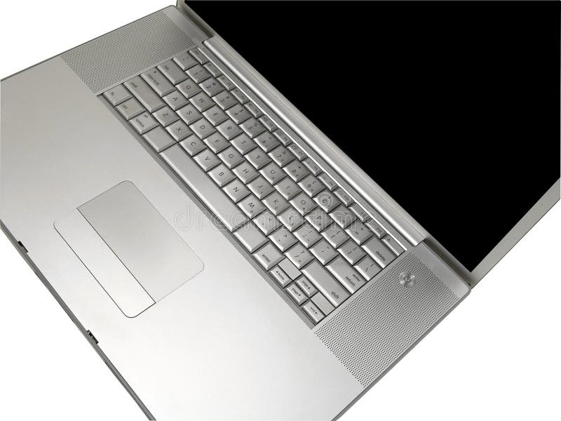 New Silver Laptop in Aluminum Isolated on White. Stock Photo - Image of ...