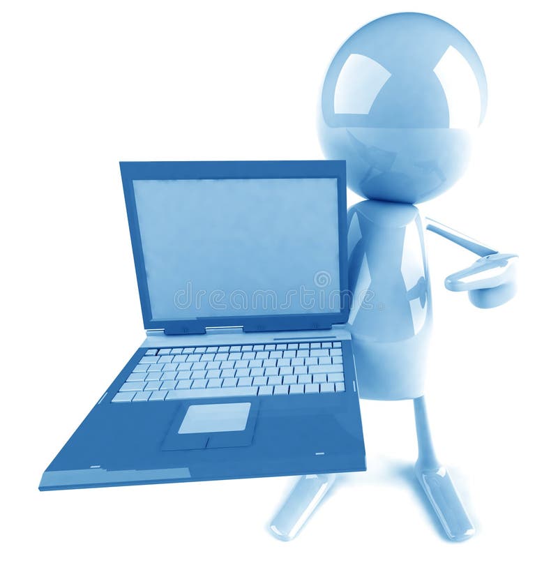 3D person with laptop stock illustration. Illustration of person - 13189308
