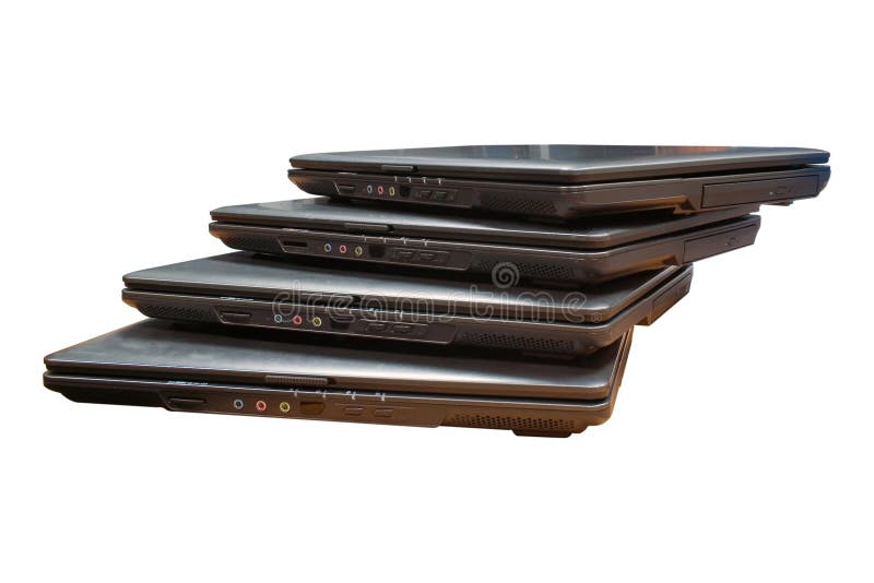 Stack of Laptop Computers Isolated Stock Photo - Image of stack, laptop ...