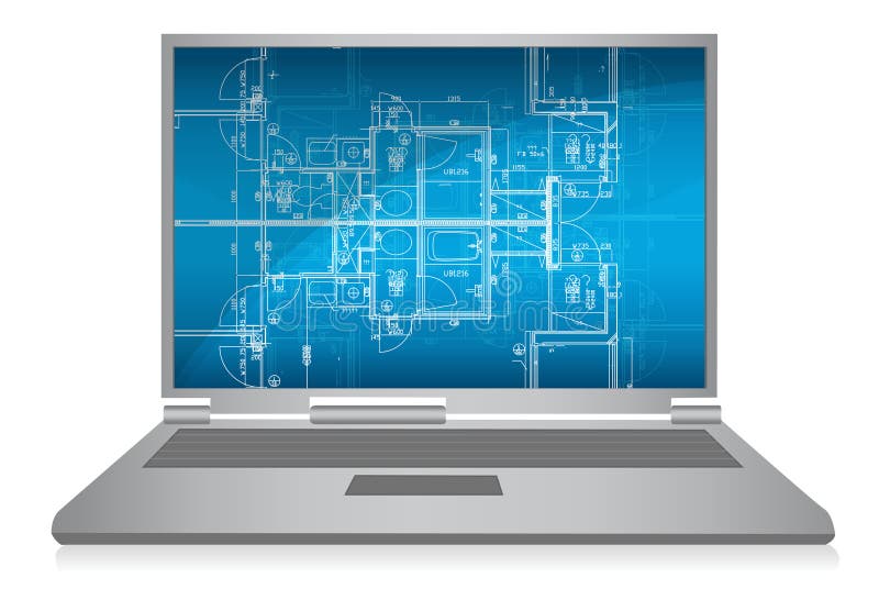 Laptop blueprint stock vector. Illustration of vector - 7673890