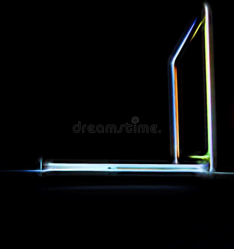 Laptop Abstract Icon on Black Background Stock Photo - Image of icon ...