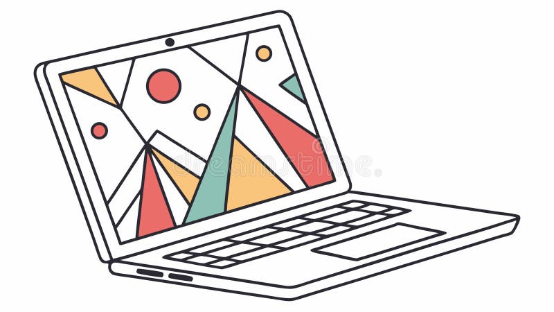 Laptop with Abstract Network, Digital Connectivity, Vector Design ...