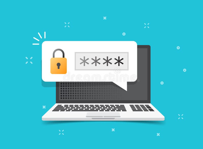 Laptop with Account Login Icon in Flat Style. Password Form Page Vector ...