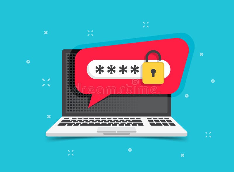 Laptop with Account Login Icon in Flat Style. Password Form Page Vector ...