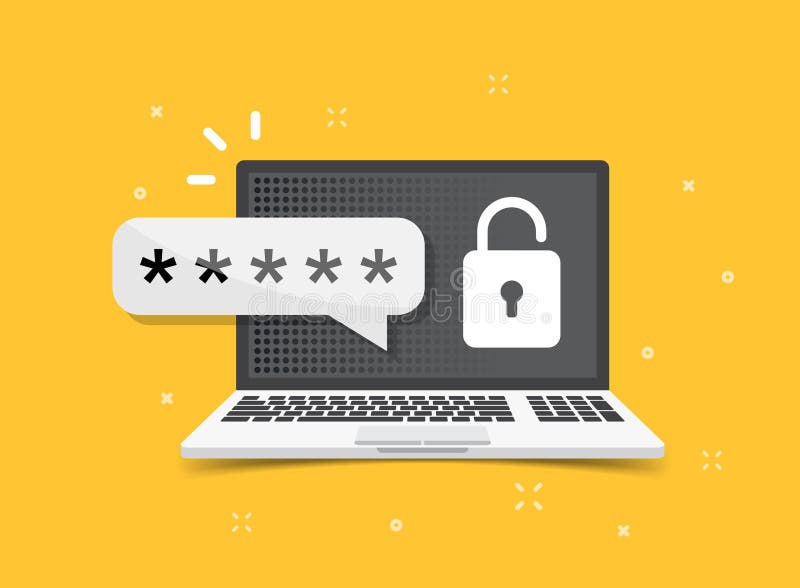 Laptop with Account Login Icon in Flat Style. Password Form Page Vector ...