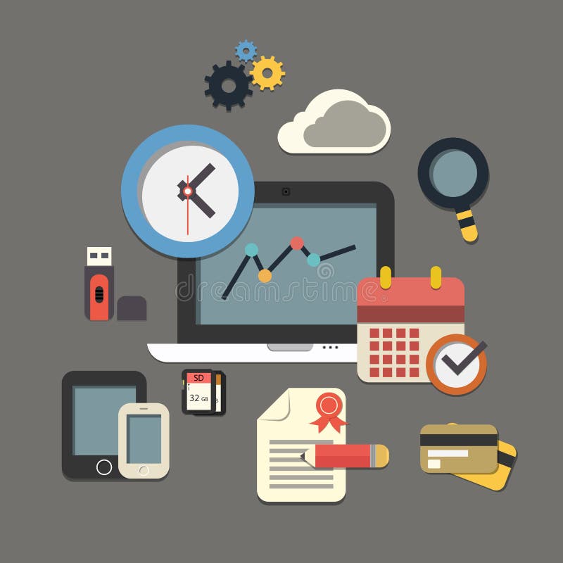 Laptop and Actions that Make through the Internet Stock Vector ...