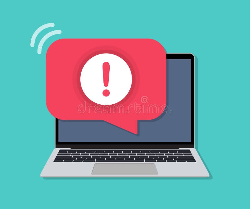 Laptop with Alert Message Notification in a Flat Design Stock Vector ...