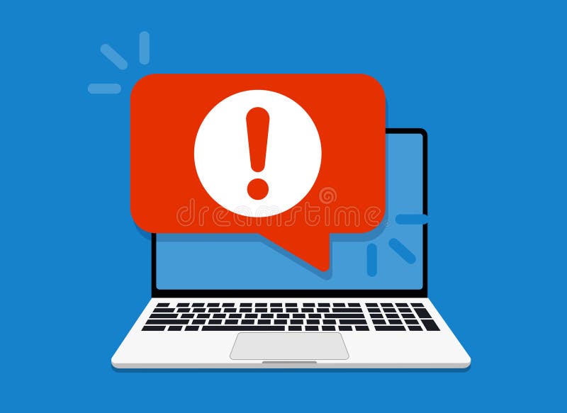 Laptop with Alert Message Notification. Vector Illustration Icon Stock Vector - Illustration of ...