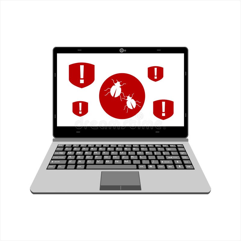 Realistic Laptop Vector Illustration Display Alert Warning for Computer ...