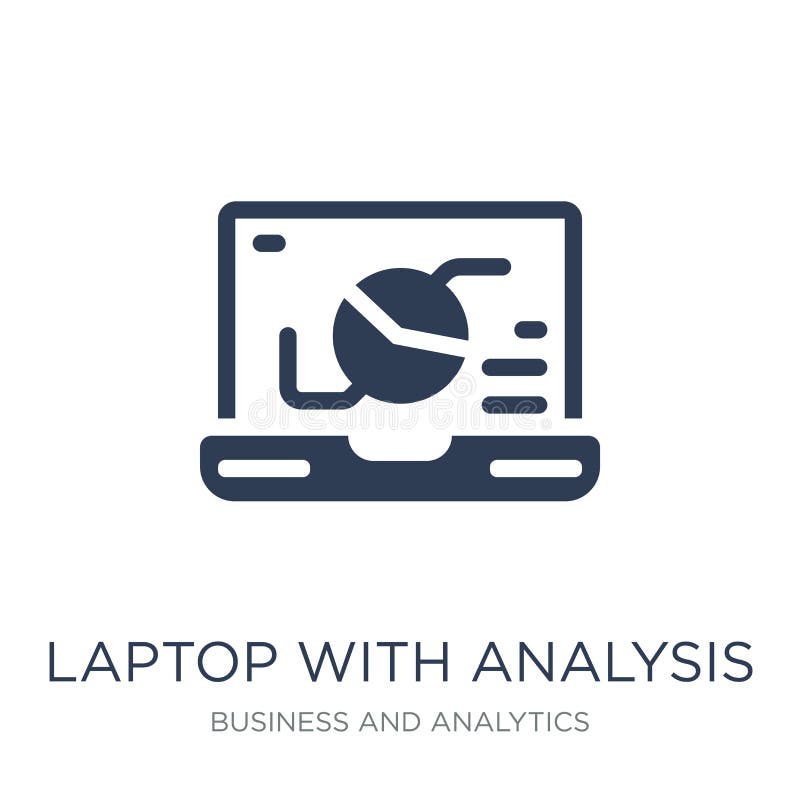 Laptop with Analysis Icon. Trendy Flat Vector Laptop with Analysis Icon ...