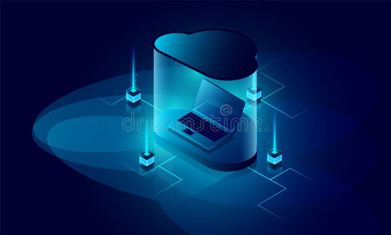 Laptop Analysis Processing Cloud Services Concept File Backup And Saving Copy Of File