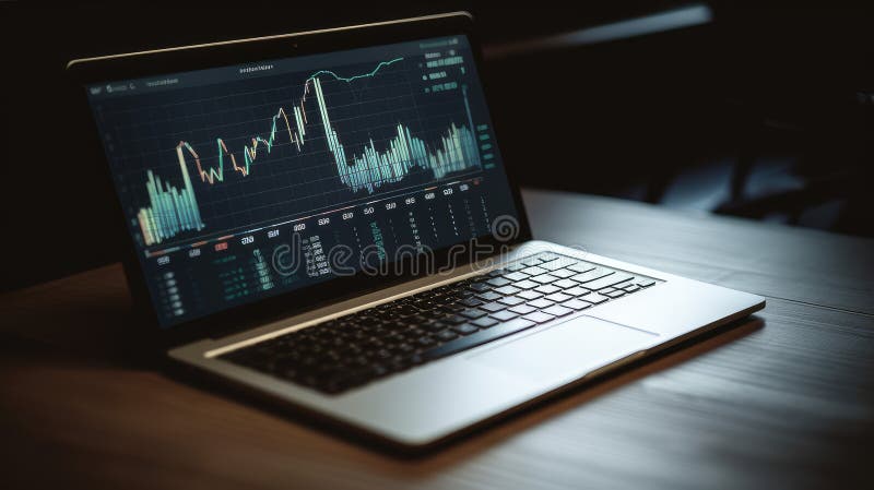 Laptop with Analytical Data , Business Graph in Screen , Generative AI ...