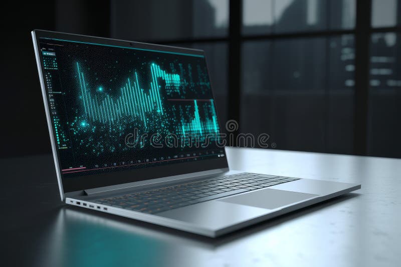 Laptop Analytical Data Chart. Generate Ai Stock Illustration ...