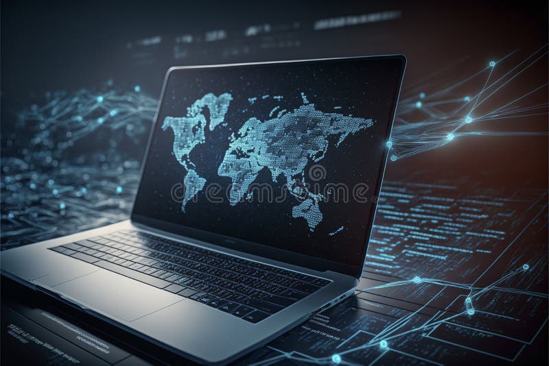Laptop with Analytical Data. Created with Generative Ai Technology ...