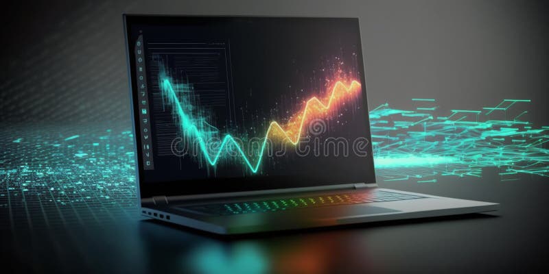 Laptop with Analytical Data. Created with Generative Ai Technology ...