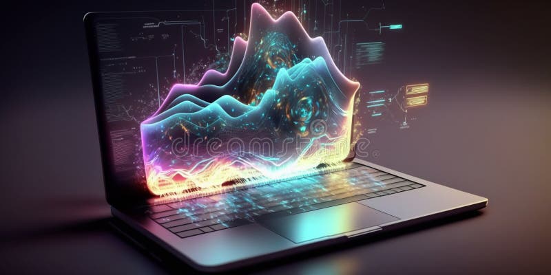 Laptop with Analytical Data. Created with Generative Ai Technology ...