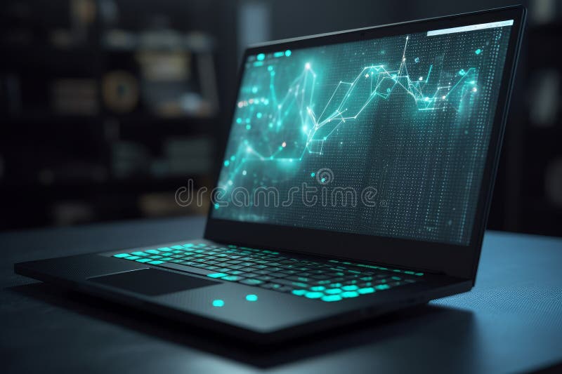 Laptop Analytical Data. Generate Ai Stock Illustration - Illustration ...