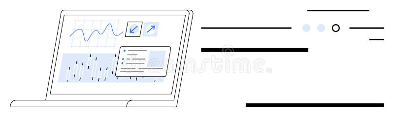 Laptop Displaying Data Analytics with Graphs and Statistics, Accompanied by Interface Elements ...