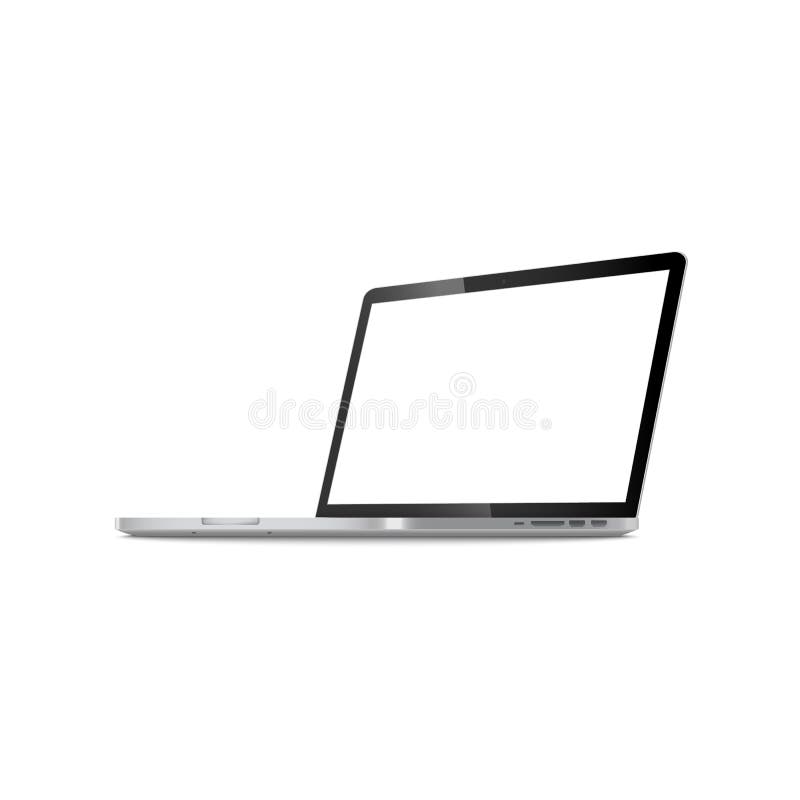 Laptop in Angled Position with Blank Screen Vector Illustration ...