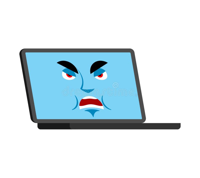 Laptop Angry Emoji Face Avatar. Computer Evil Emotions. PC Aggressive ...