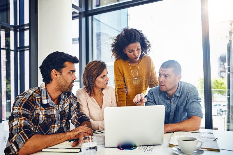 Laptop, App and Teamwork with Web Designer in Meeting, Planning and ...