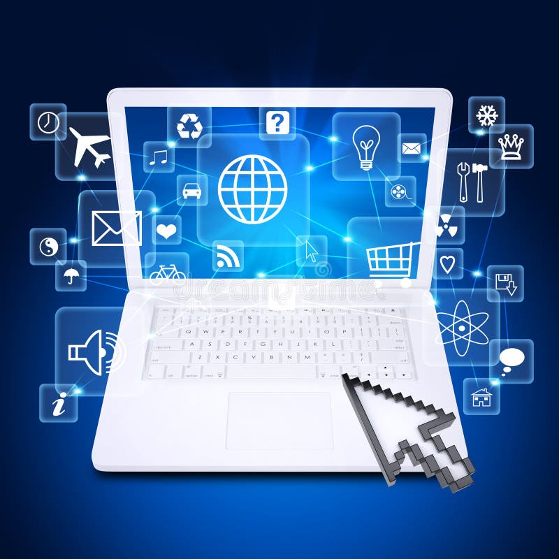 Laptop and Application Icons Stock Illustration - Illustration of ...