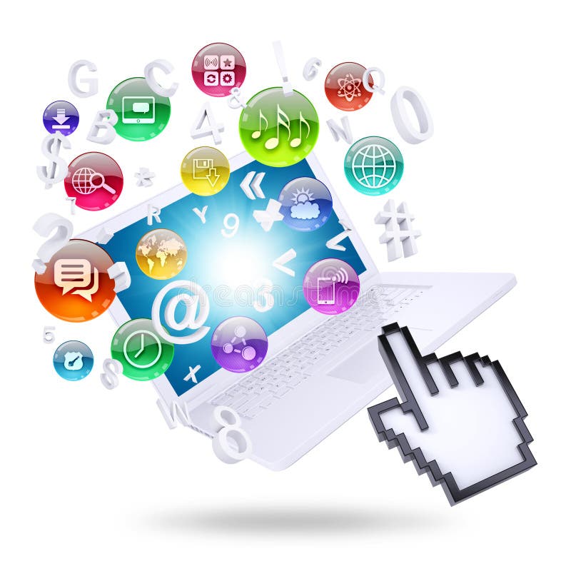 Laptop and program icons stock illustration. Illustration of download - 36109219