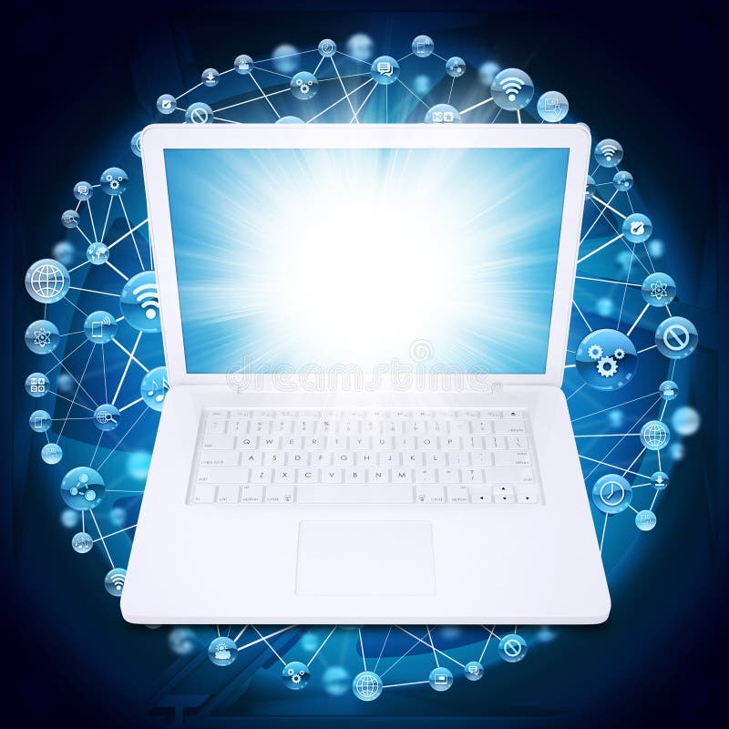 Laptop and program icons stock illustration. Illustration of download - 36109219