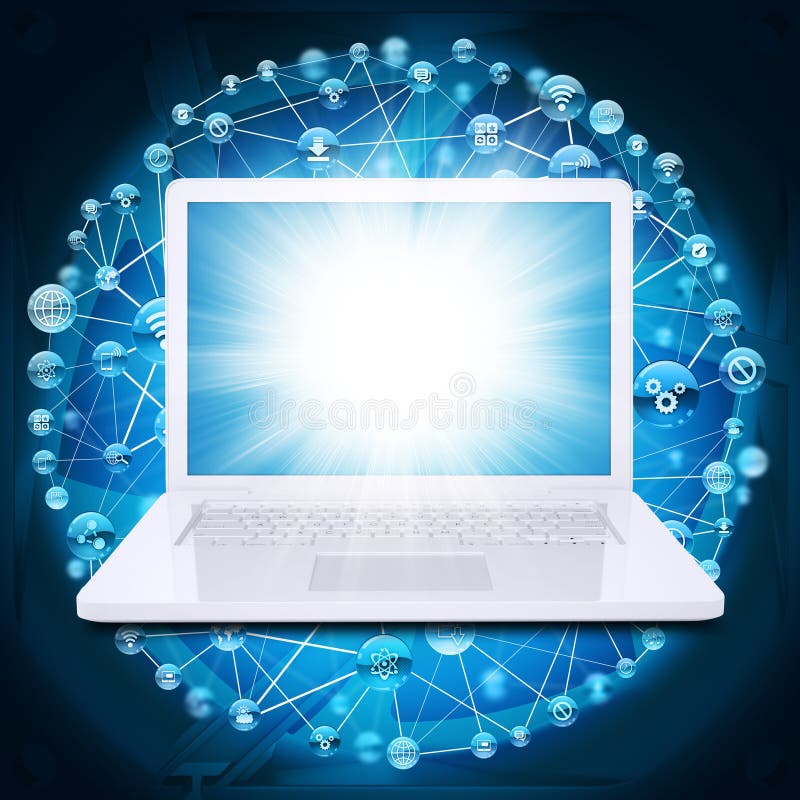 Laptop and Application Icons Stock Illustration - Illustration of ...