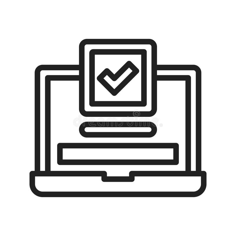 Laptop Approved Icon Image. Stock Vector - Illustration of outline ...