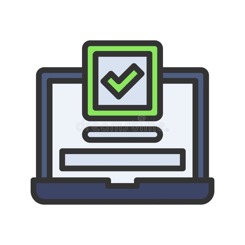 Laptop Approved Icon Image. Stock Vector - Illustration of accept ...
