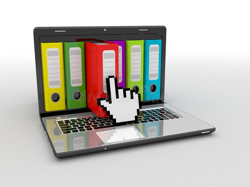 Laptop and Archive Folders. Stock Illustration - Illustration of ...