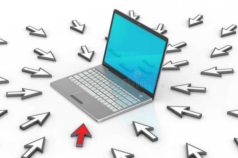 Laptop Around the Mouse Points Stock Illustration - Illustration of ...