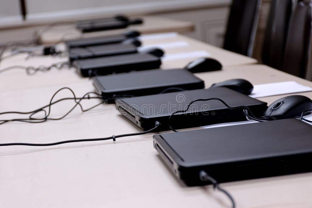 Laptop Arranging Rows in the Training Room Stock Photo - Image of ...