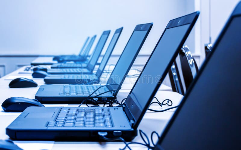 Laptop Arranging Rows in the Training Room Stock Photo - Image of ...