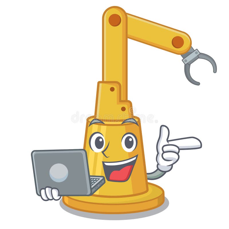 With Laptop Assembly Automation Machine Isolated the Mascot Stock ...