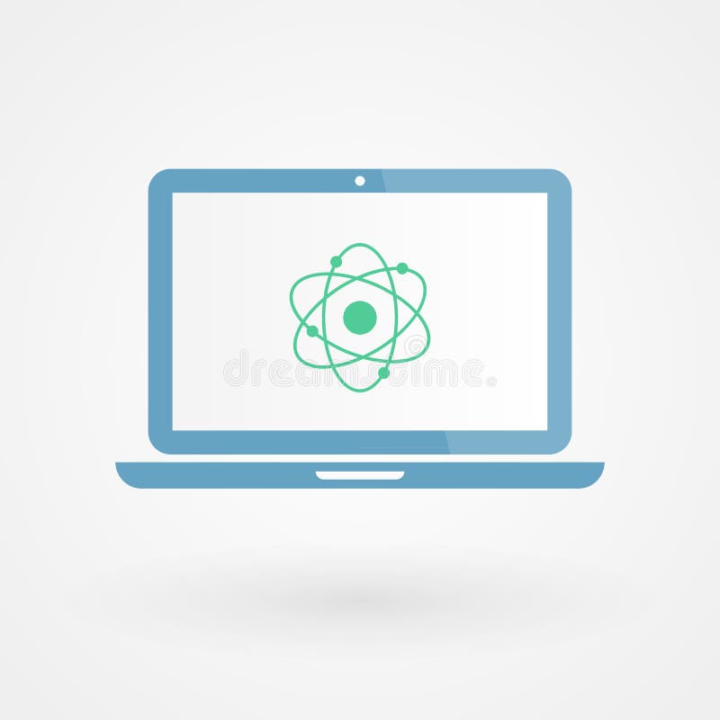 Laptop and Atom Icon. Concept of Science. Vector Illustration, Flat ...