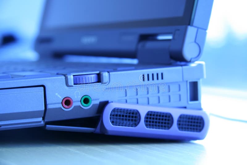 Laptop audio connectors stock image. Image of blue, microphone - 624805