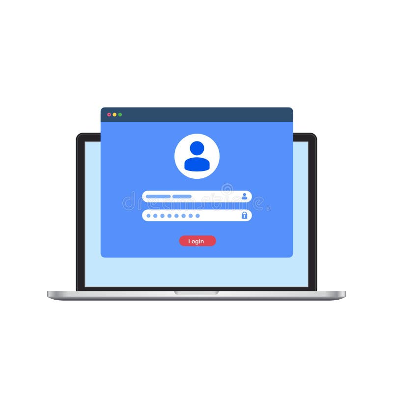 Laptop with Authorization, Login and Password of the User To the System ...