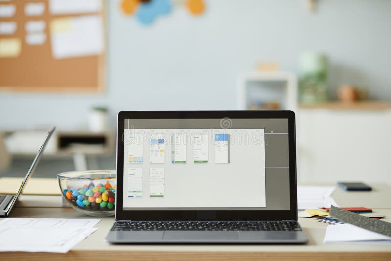 Laptop Background with UX Designs on Screen Stock Photo - Image of ...