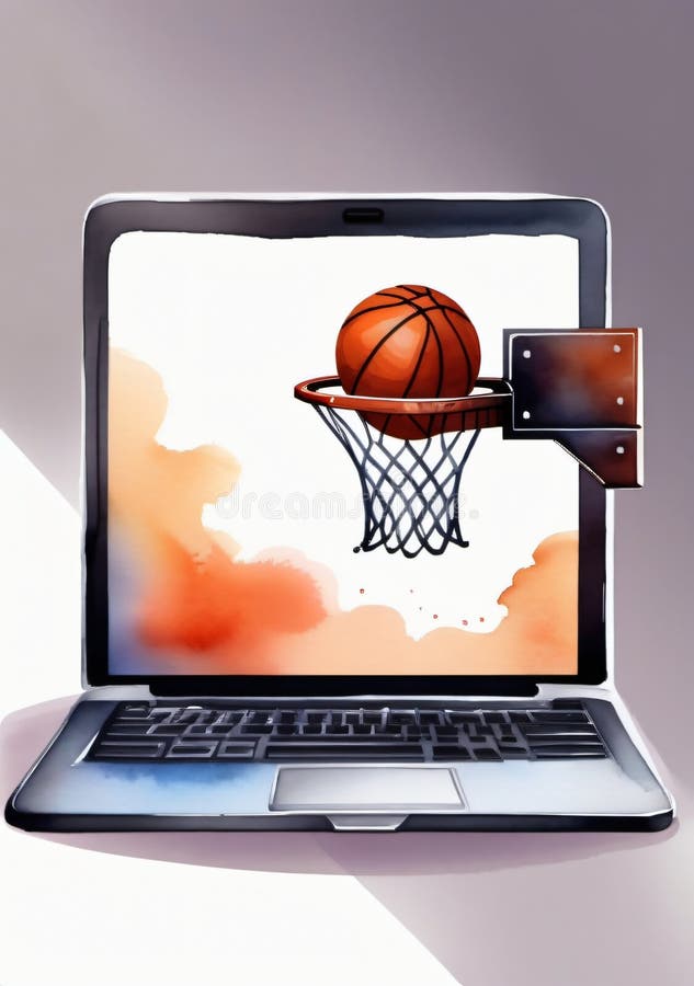 A Laptop with a Basketball Ball on it. Generative AI Stock Illustration ...