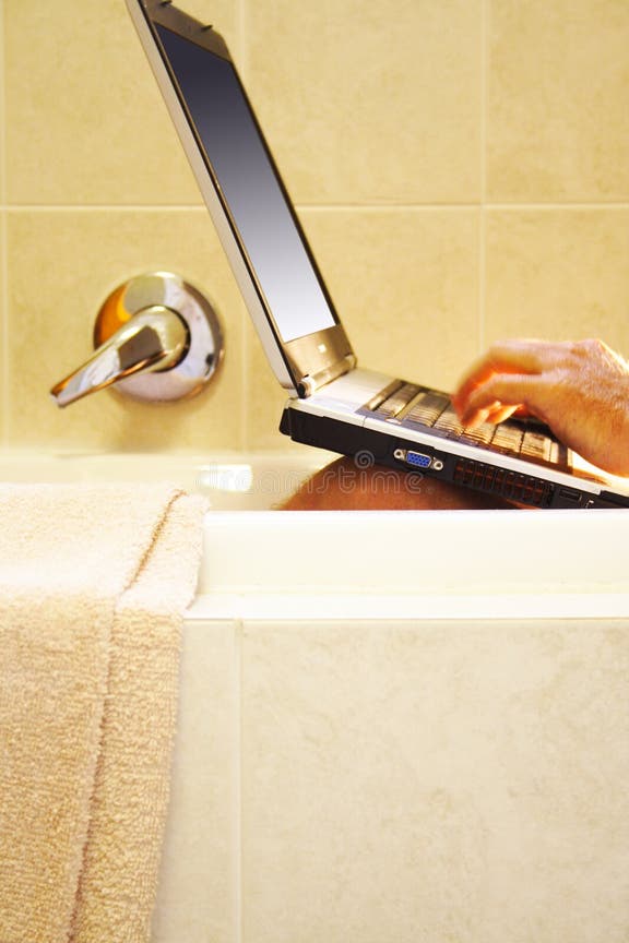Laptop bath stock image. Image of towel, bath, detail - 1037941