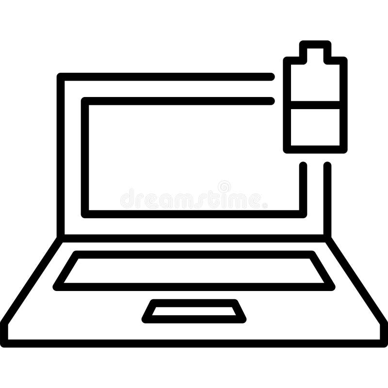 Laptop with Low Battery Icon on Screen. Vector Stock Illustration ...