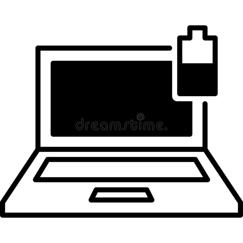 Laptop with Low Battery Icon on Screen. Vector Stock Illustration ...