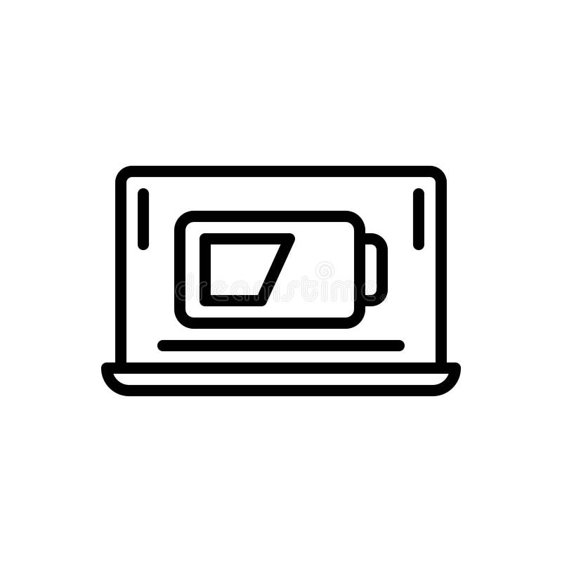 Laptop with Low Battery Icon on Screen. Vector Stock Illustration ...