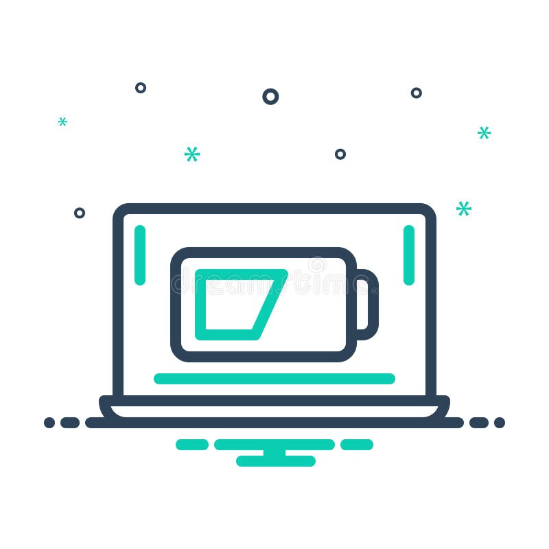 Laptop with Low Battery Icon on Screen. Vector Stock Illustration ...
