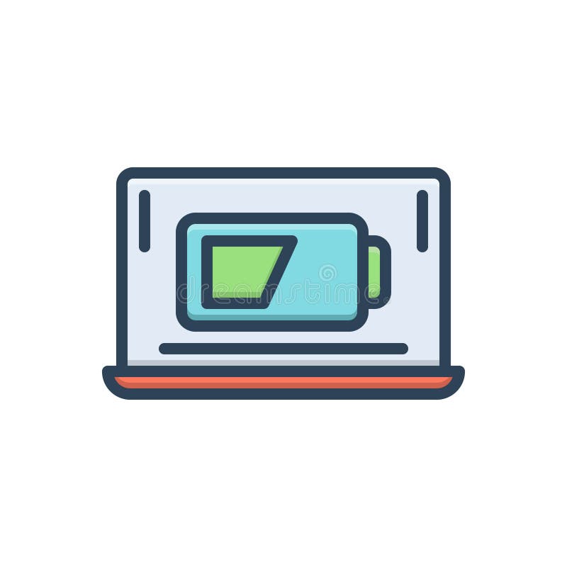 Laptop with Low Battery Icon on Screen. Vector Stock Illustration ...